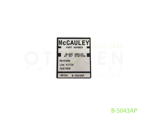 B-5043AP - McCAULEY BLADE STATION DECAL - Ottosen Propeller
