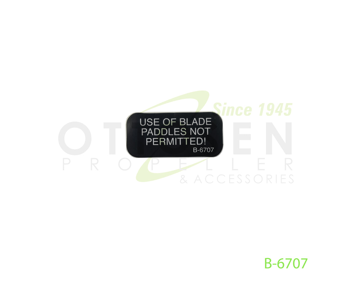 B-6707 - McCAULEY PLACARD DECAL - Ottosen Propeller