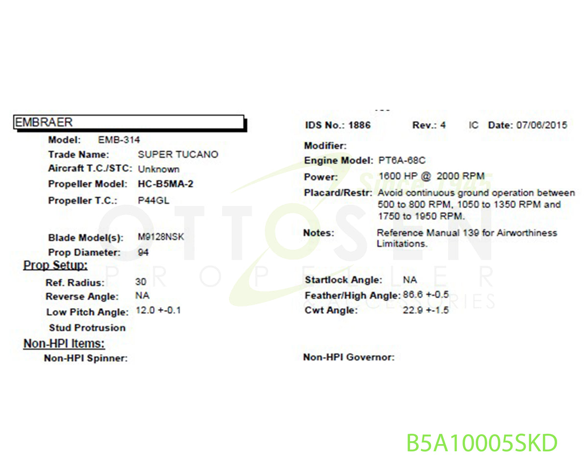 B5A10005SKD - HARTZELL PROPELLER - HC-B5MA-2/M9128NSK/D-5497-4 ...