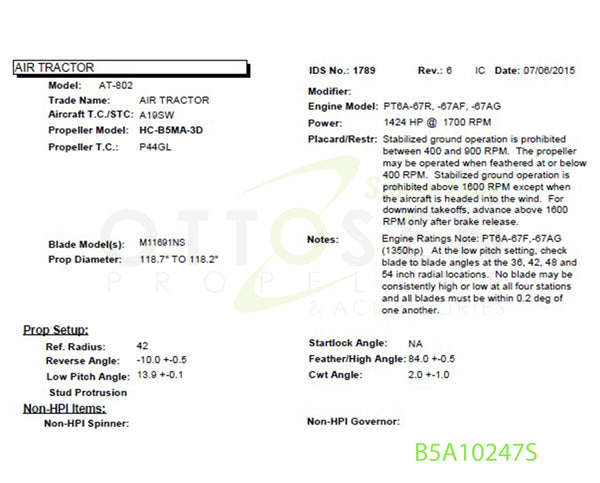 B5A10247S - HARTZELL PROPELLER - HC-B5MA-3D/M11691NS/D-5497-P - Ottosen ...