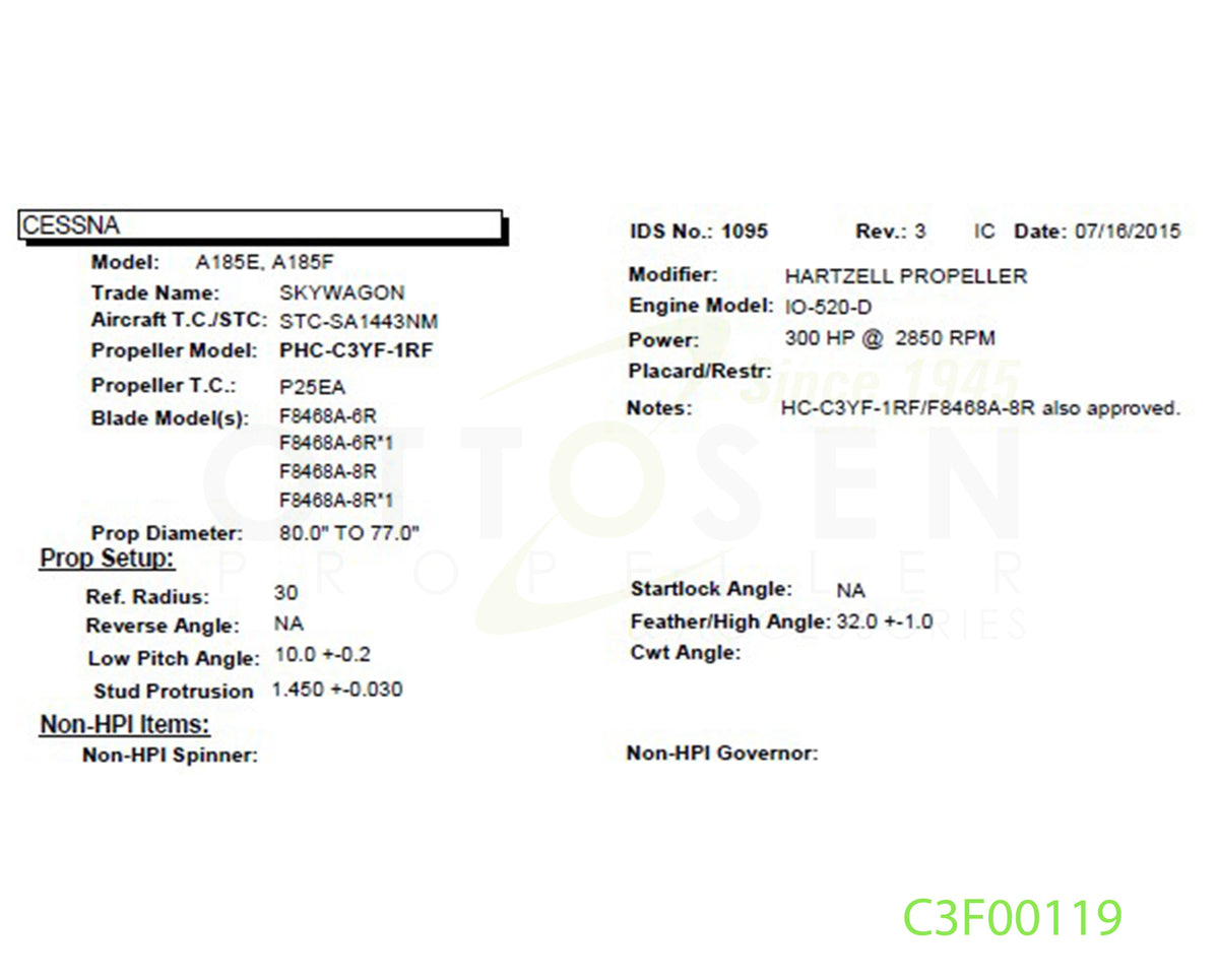 C3F00119 - HARTZELL PROPELLER - PHC-C3YF-1RF/F8468A-6R/SM30 - Ottosen Propeller
