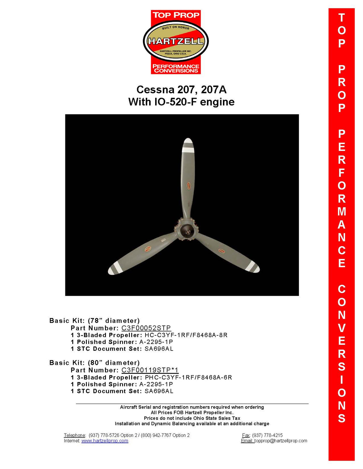 Hartzell STC Cessna 207, 207A With IO-520-F Engine (3-Blade) - Ottosen ...