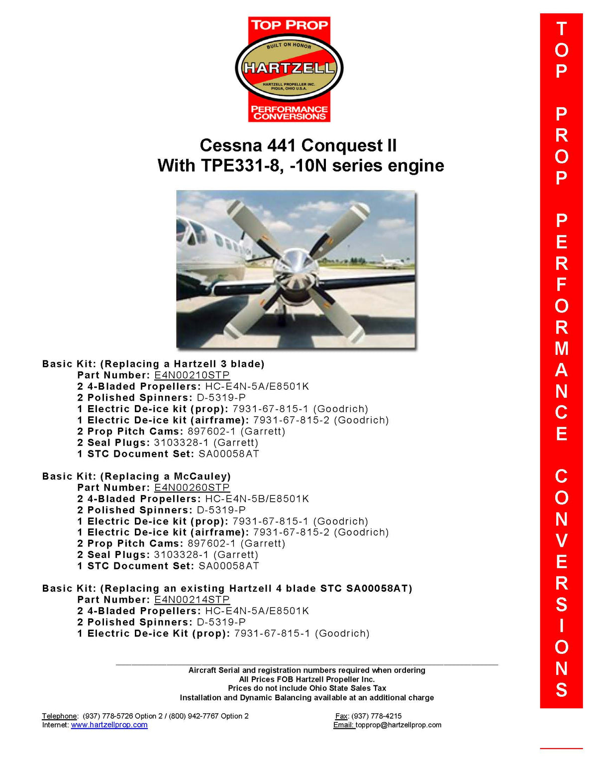 Hartzell STC Cessna 441 Conquest II With TPE331-8,-10N Engine (4-Blade ...