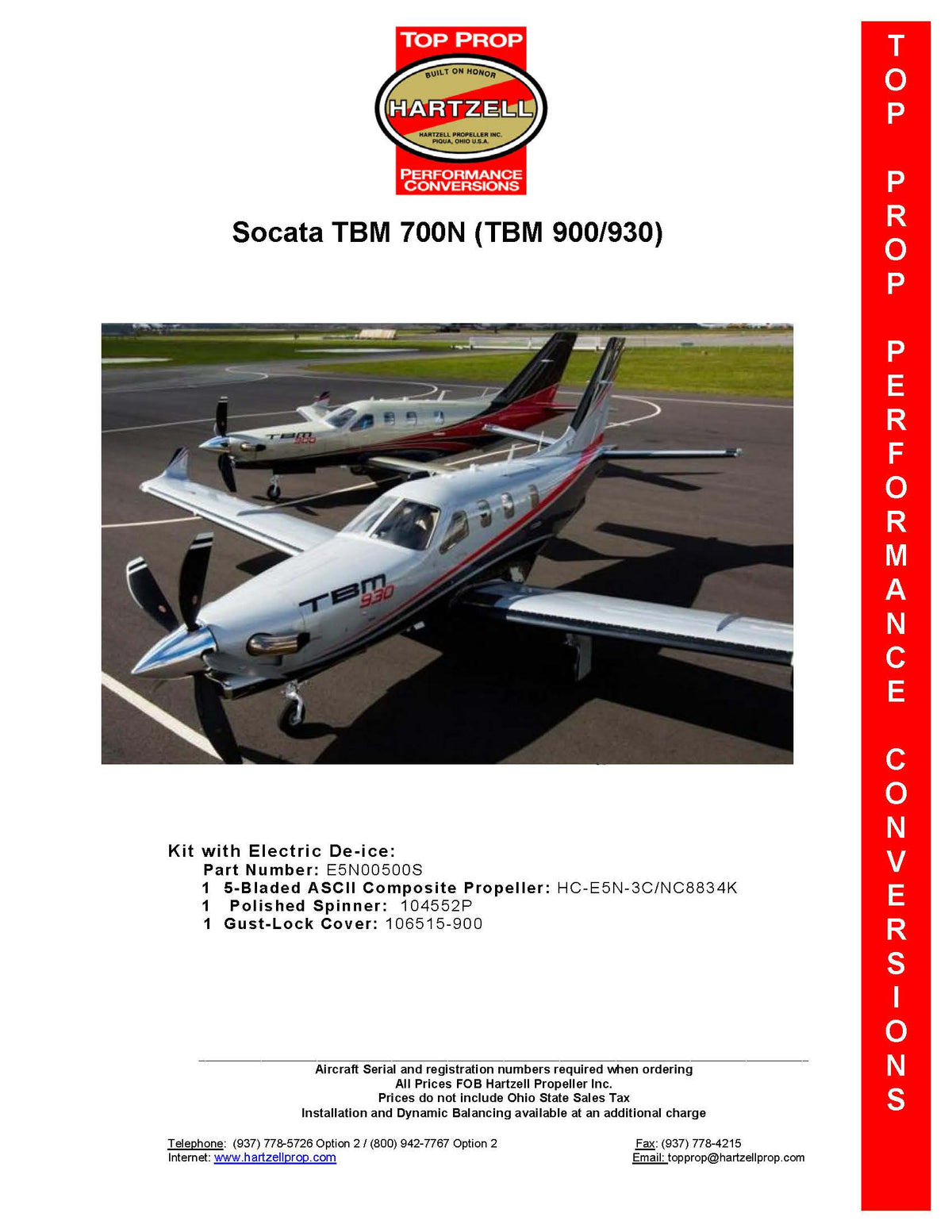 Hartzell STC Socata TBM 700N (TBM 900/910/930/940) (5-Blade Composite ...