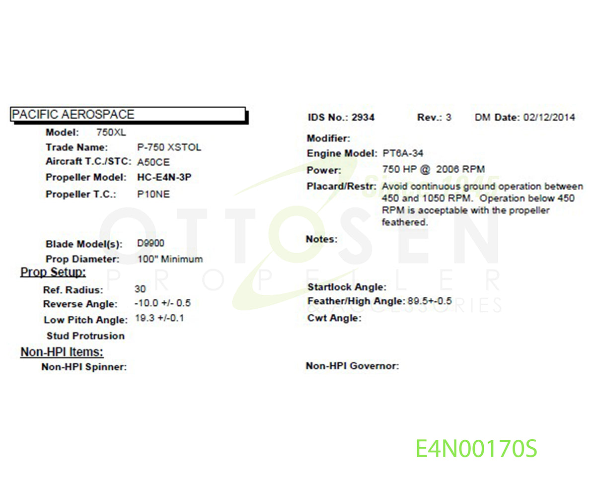 E4N00170S - HARTZELL PROPELLER - HC-E4N-3P/D9900/D-630-3P - Ottosen ...